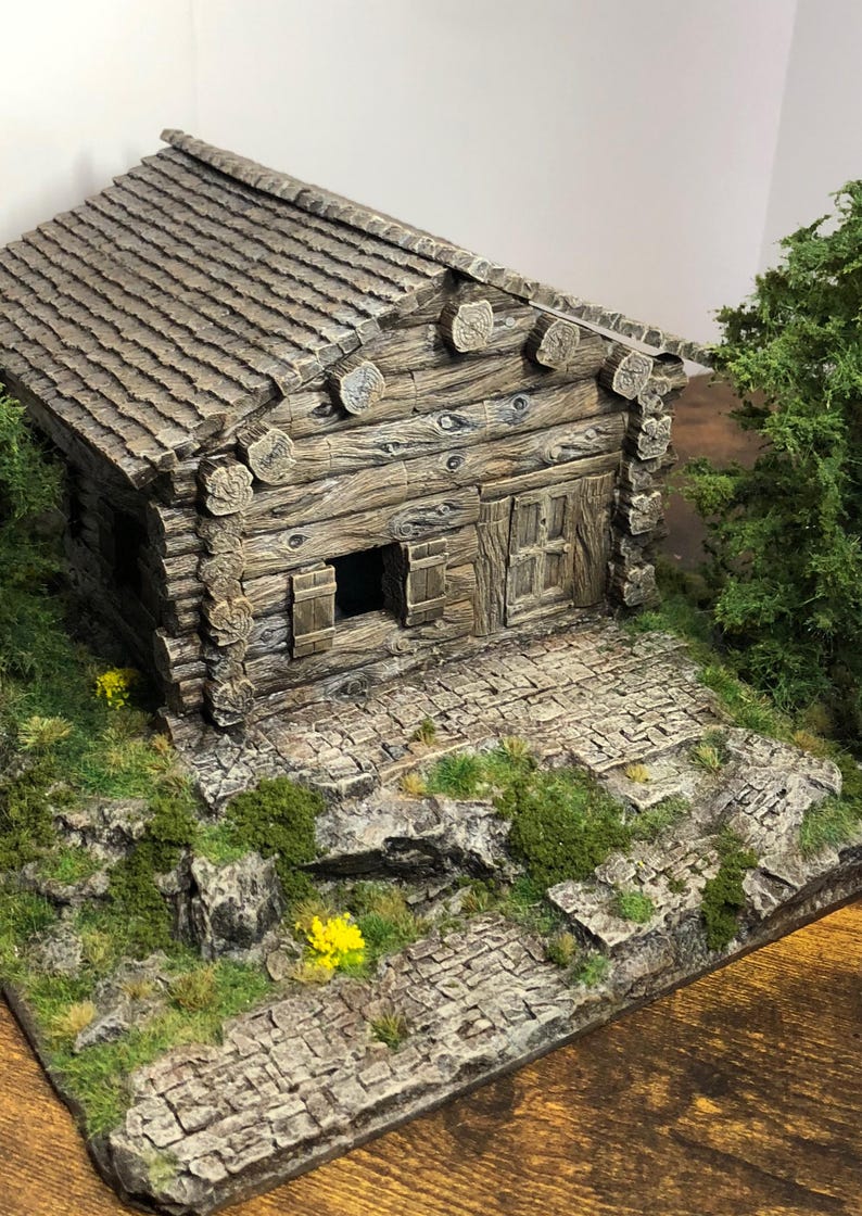 Mountain Side Log Cabin Diorama - Etsy