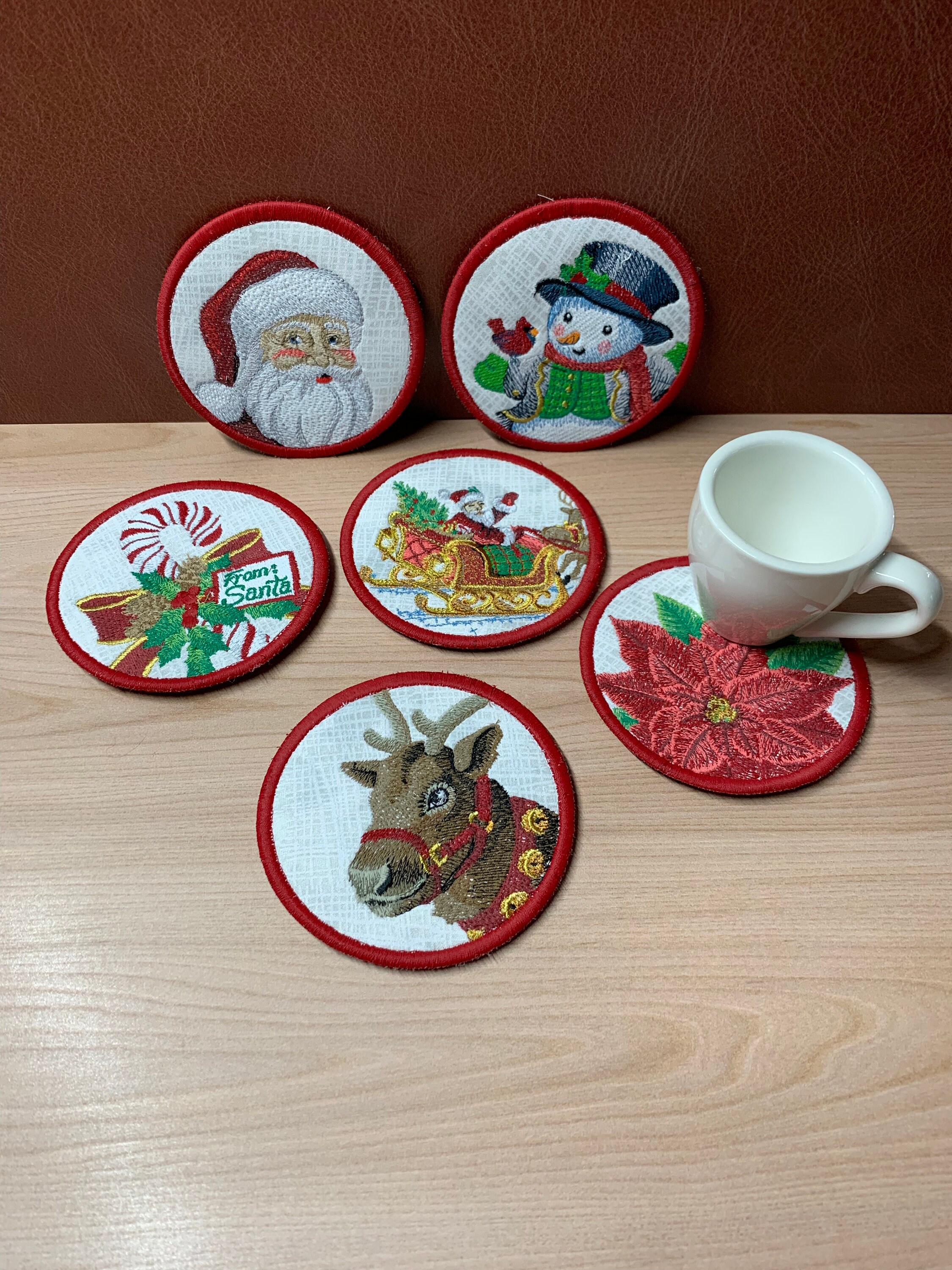 Embroidered Vintage Christmas Coasters - Etsy