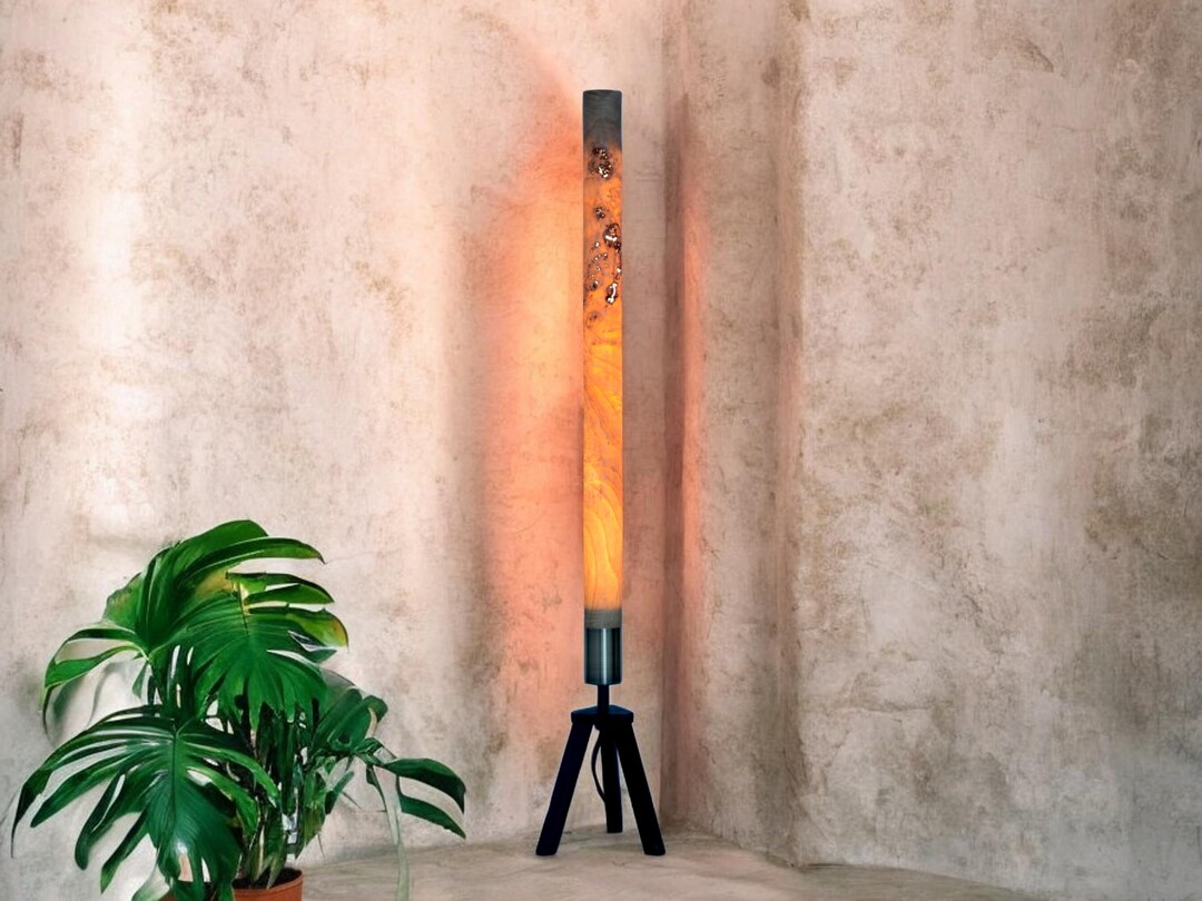 Slim Light Beam Table Lamp Wood Lamp Veneer Lampshade Wood Table Lamp ...