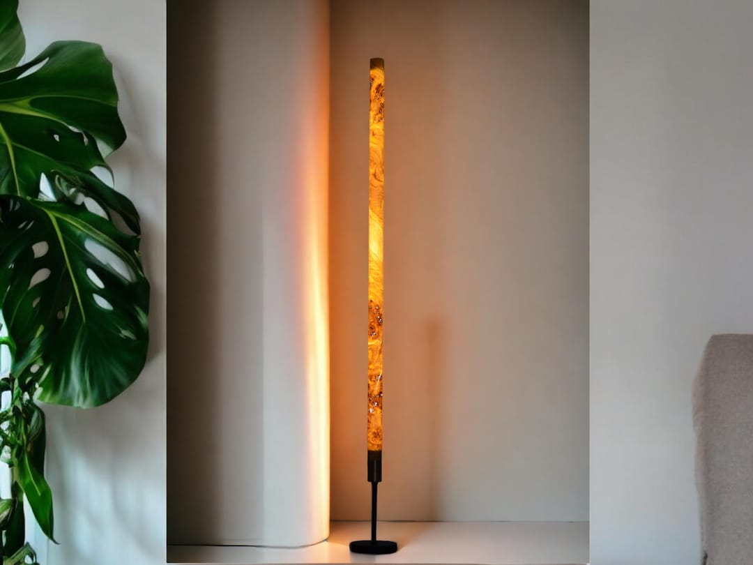 Slim Light Beam Floor Lamp Wood Lamp Veneer Lampshade Stehlampe Wood ...