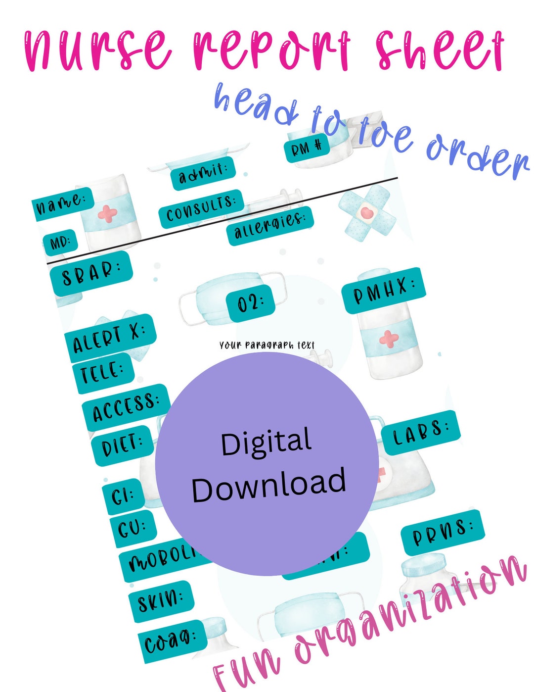 Student Nurse Report Sheet, Med Surge Nurse Report Sheet, Nurse Brain ...