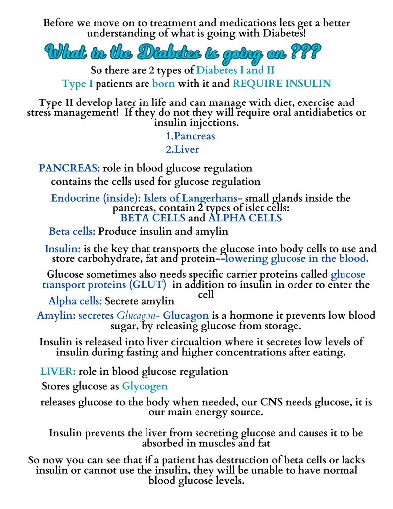 Diabetes Mellitus Student Nurse Notes - Etsy