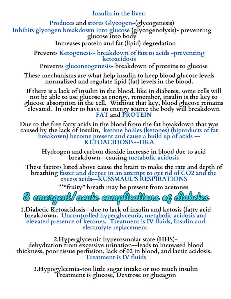 Diabetes Mellitus Student Nurse Notes - Etsy
