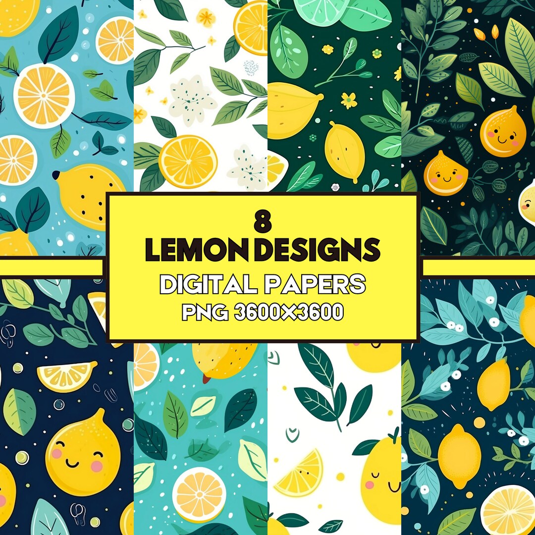 Lemon Digital Paper, Seamless Digital Paper, Lemon Background, Cute ...