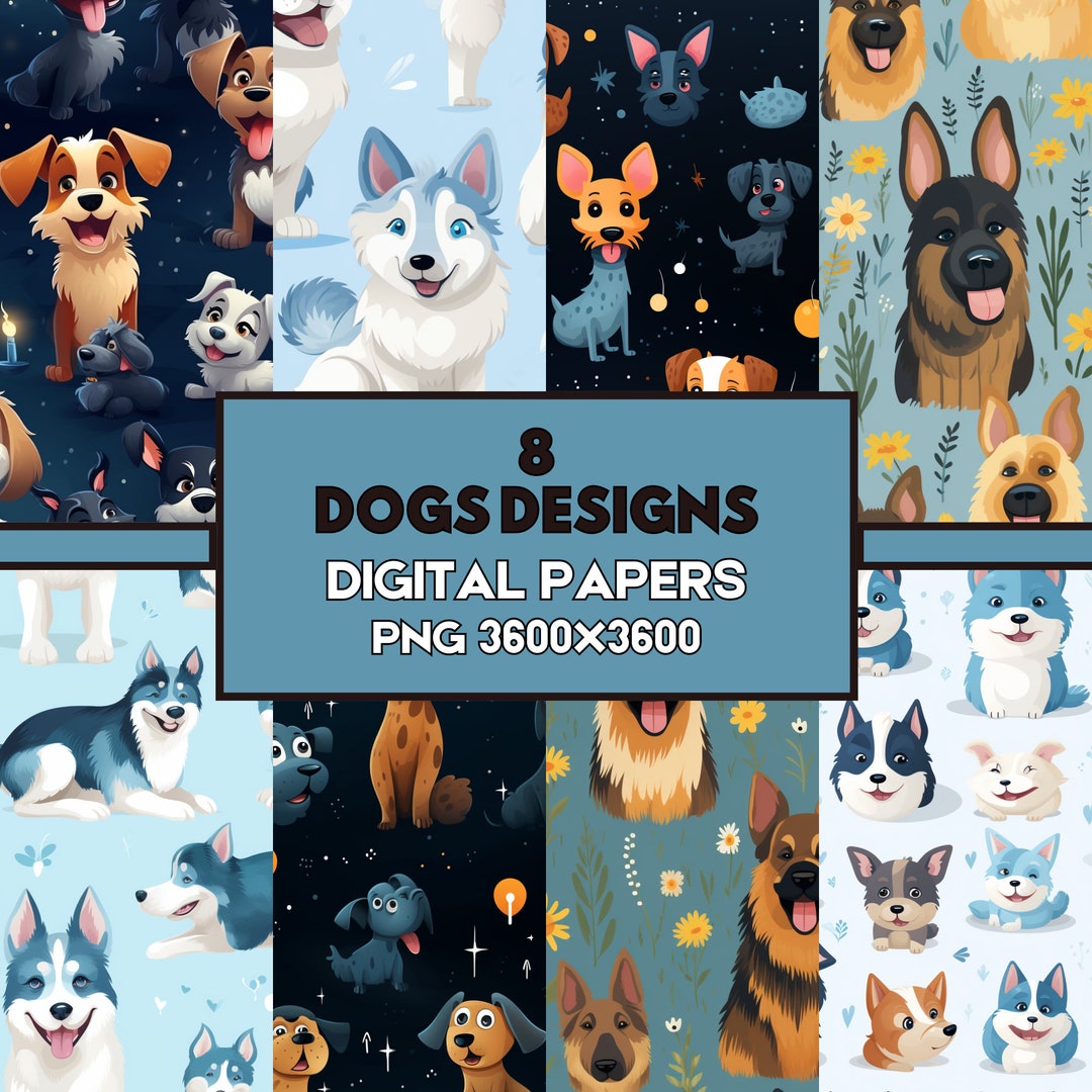 Dog Digital Paper, Seamless Digital Paper, Dog Background, Cute Dog ...