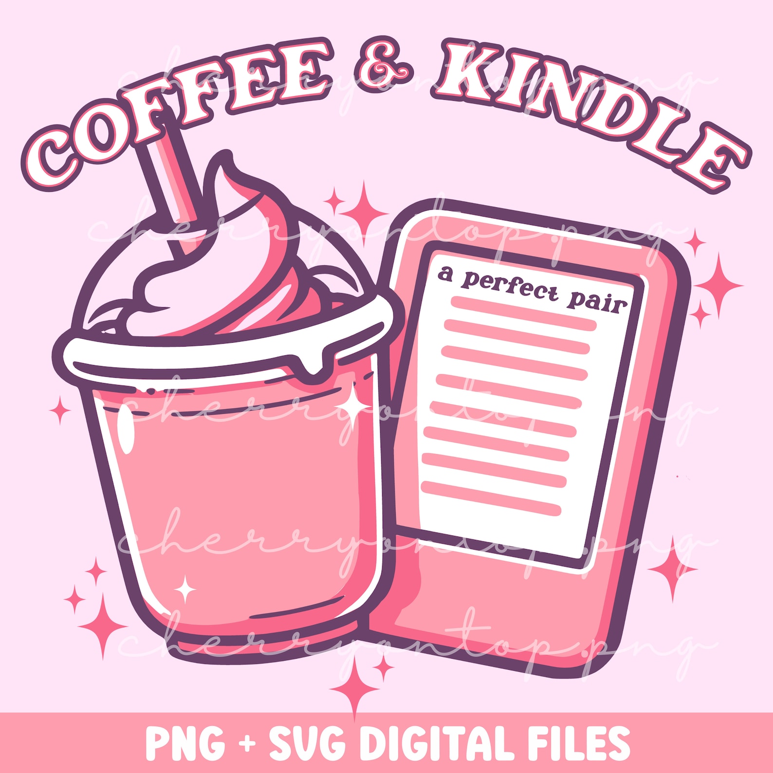 Bookish Kindle PNG | Bookish Coffee SVG | Trendy Book PNG for ...
