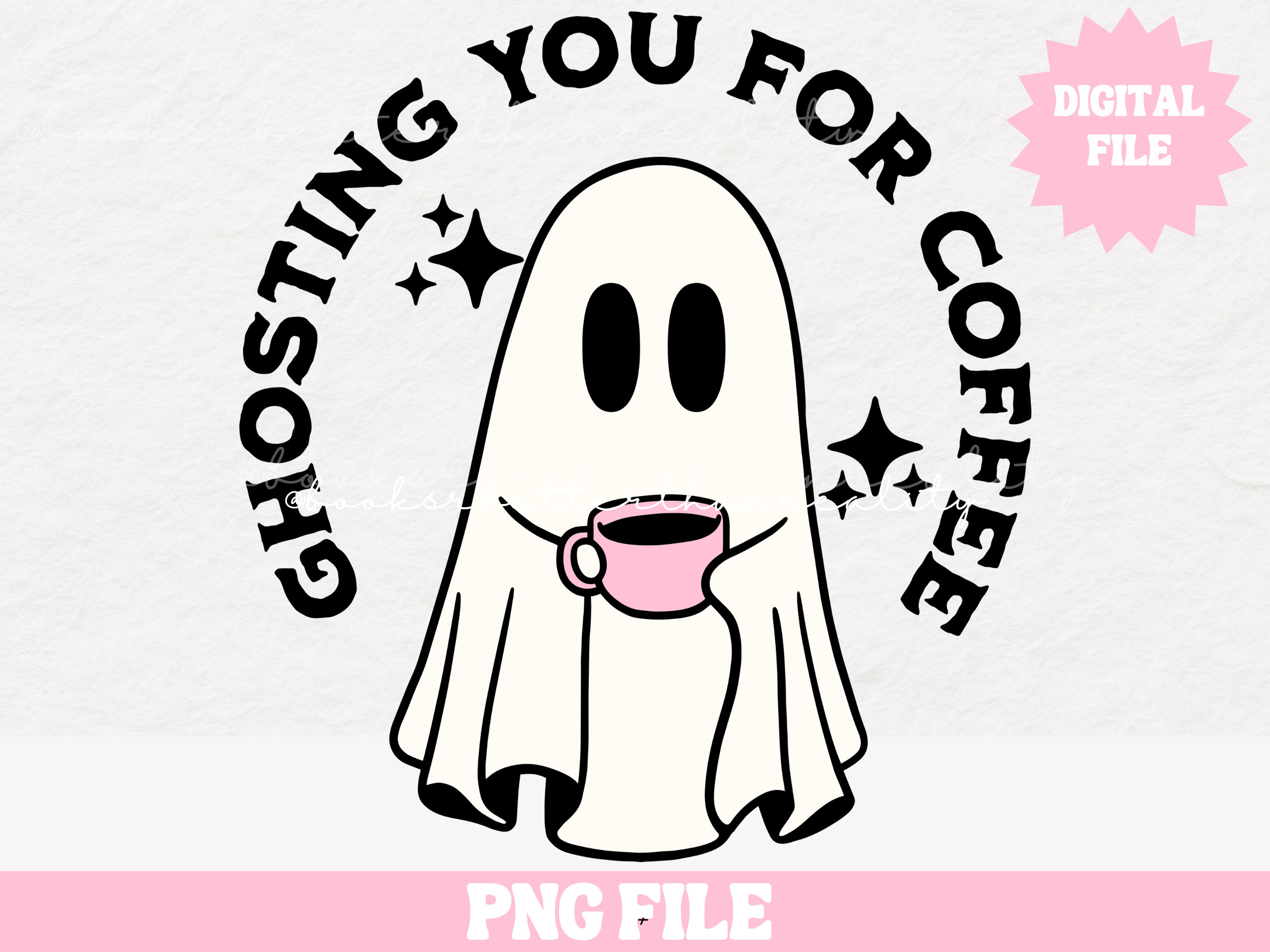 Ghost Coffee PNG | Trendy Retro Halloween PNG | Spooky PNG | Spooky ...