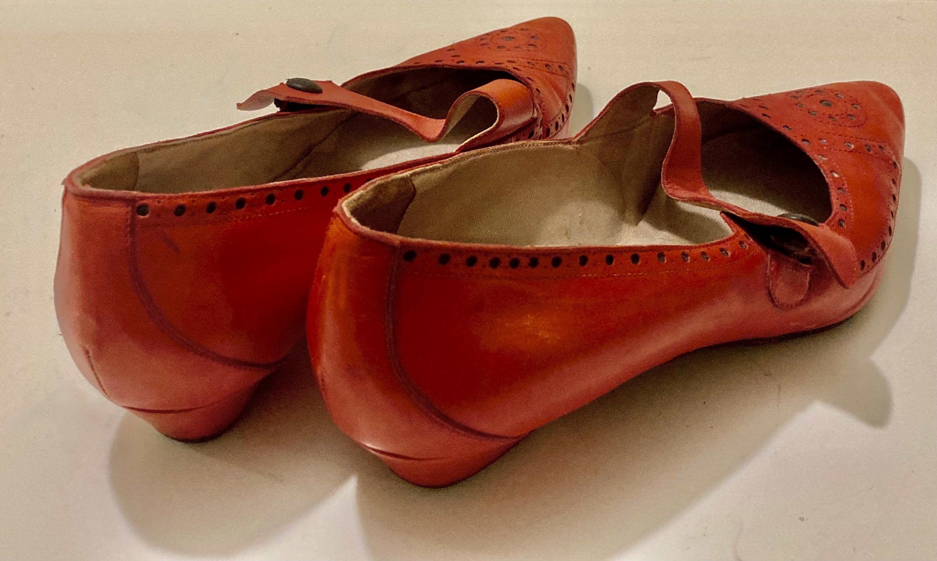 Vintage Peter Fox Red Leather Mary Janes Shoes Retro Perforations Polka ...