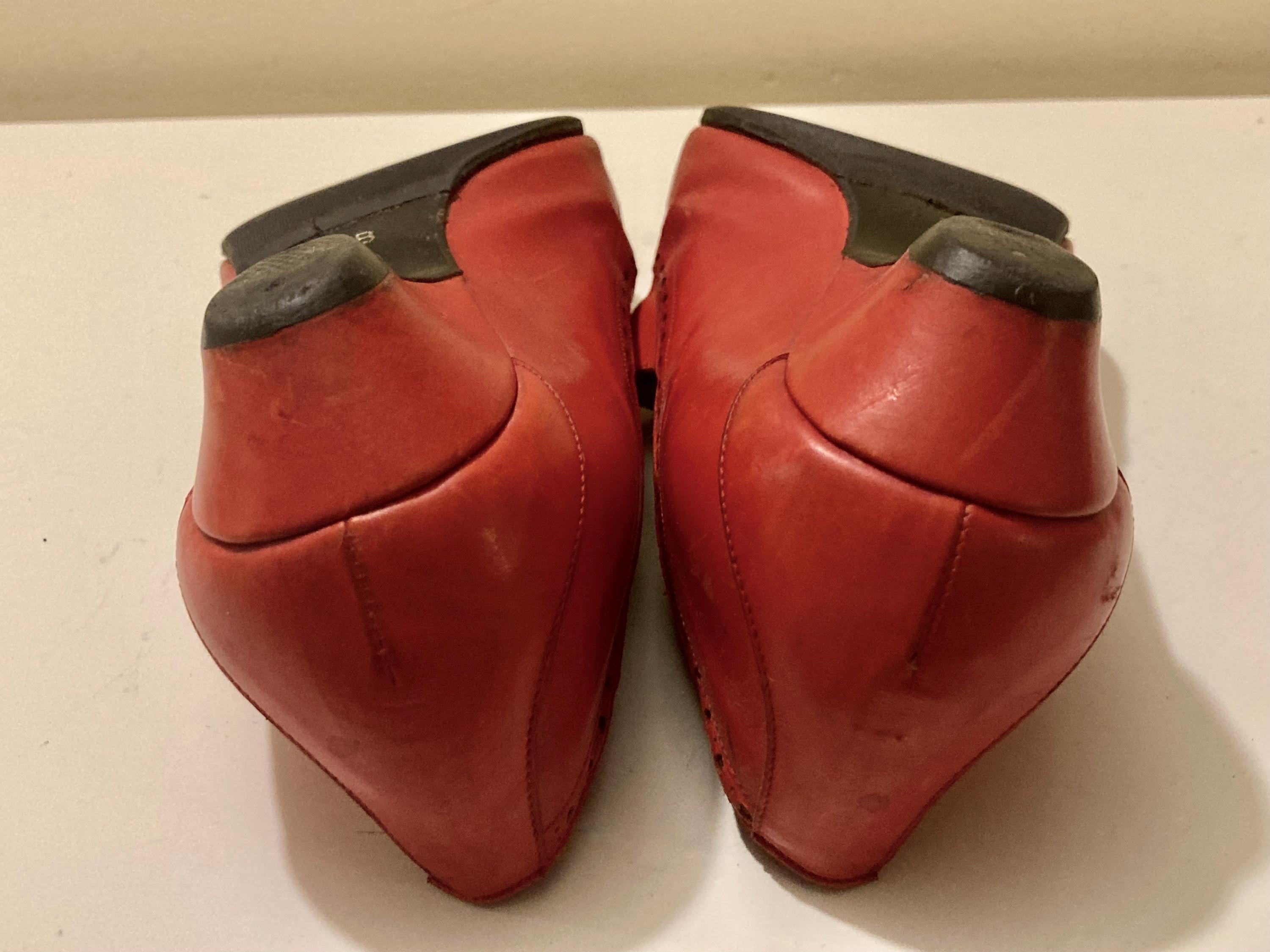 Vintage Peter Fox Red Leather Mary Janes Shoes Retro Perforations Polka ...