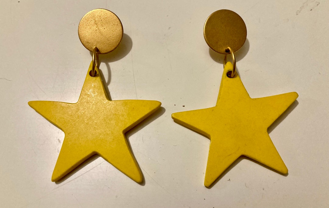 Superstar Vintage Martha Sturdy 1980s Yellow Resin Star Pierced ...
