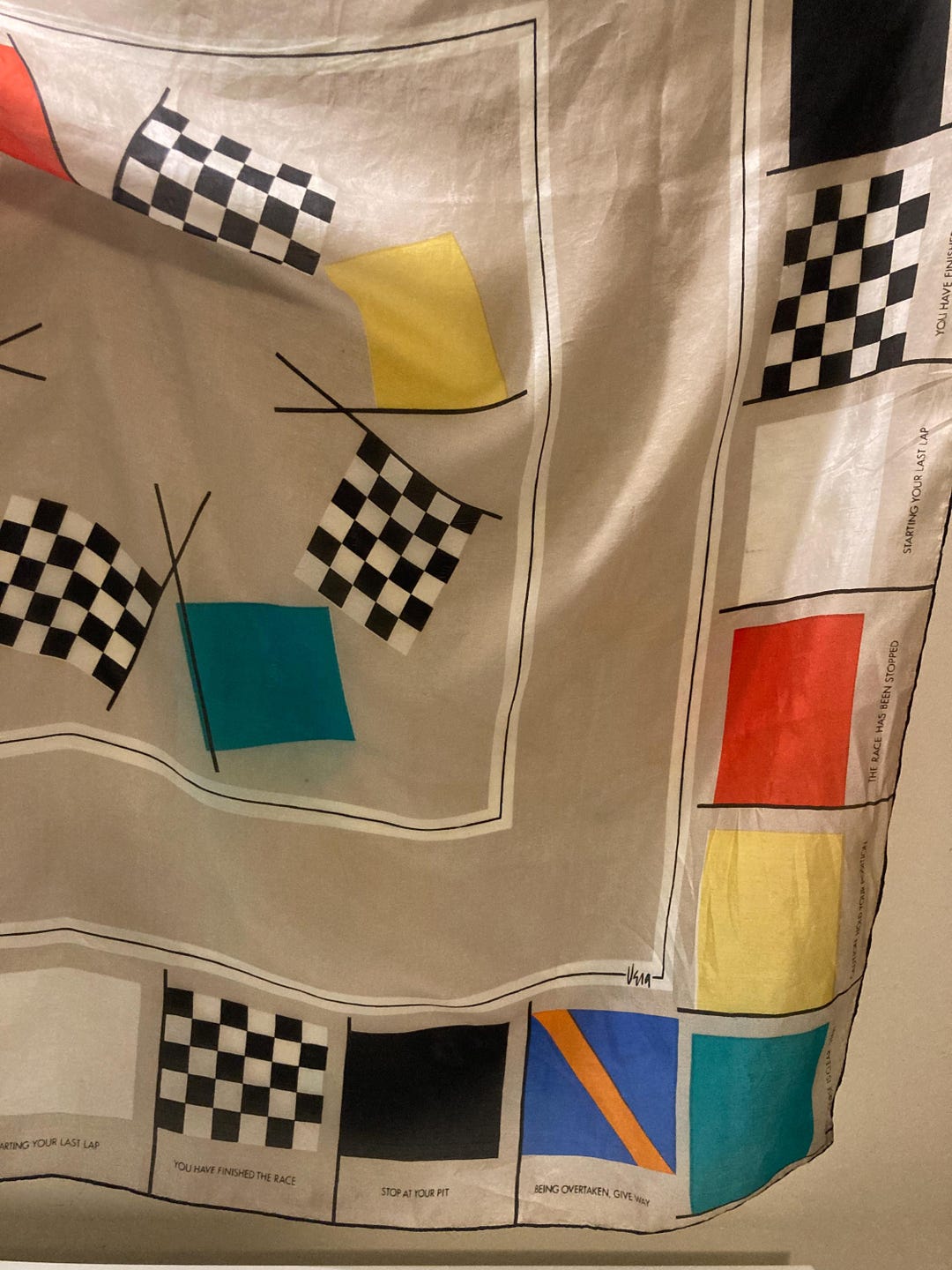 Vintage Vera Neumann Scarf Racing Flag Automobile Racer Formula One ...