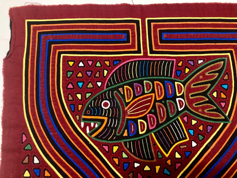 Stunning Vintage Mola Fish Design Panama Latin America OOAK Hand Made ...