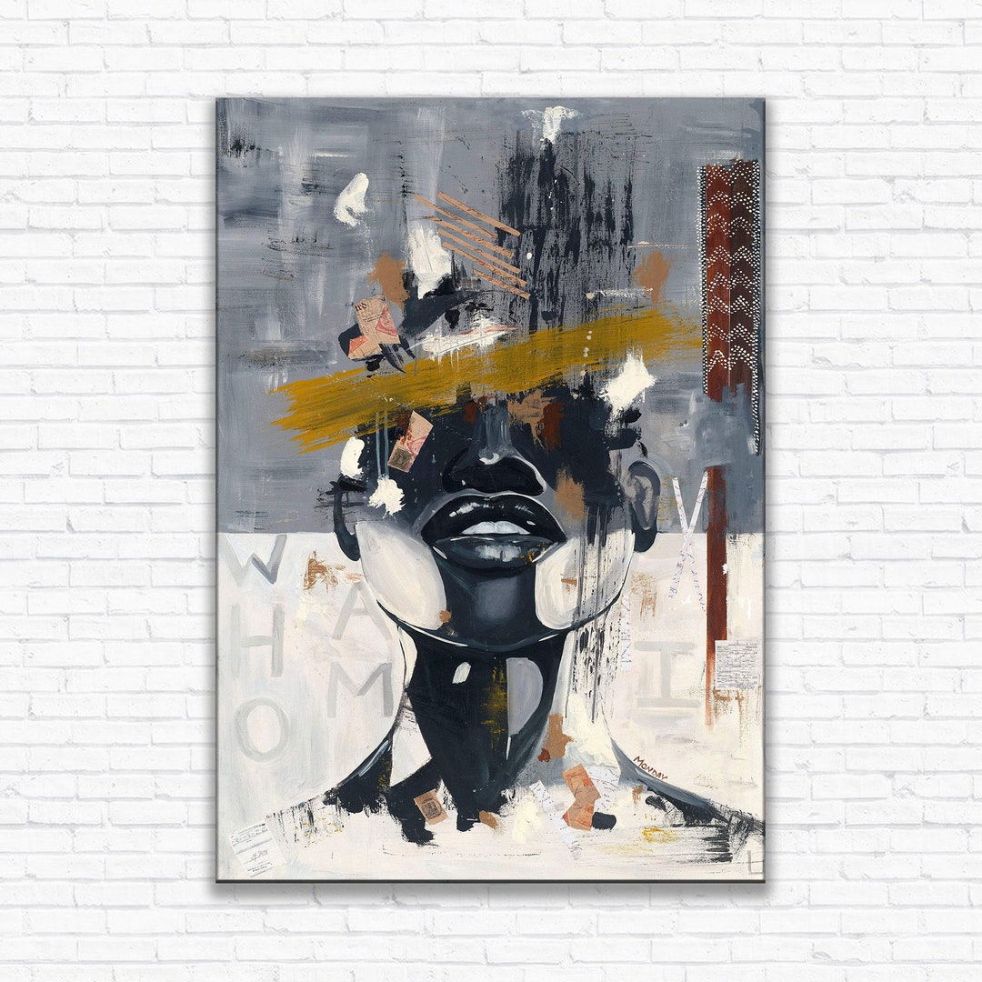 Abstract Wall Art Abstract African Woman Face Canvas Wall - Etsy