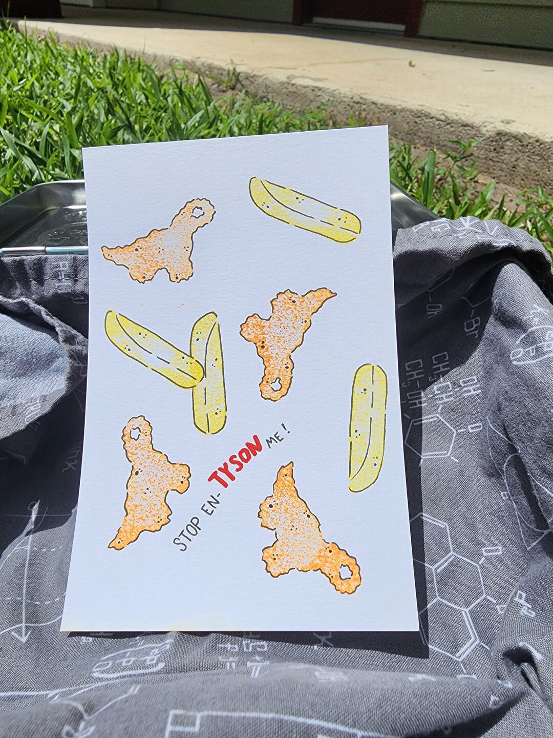 Dinosaur Chicken Nugget- Linocut Print - Etsy