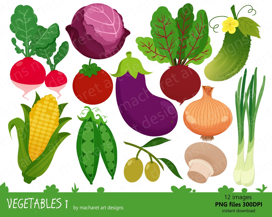 Cute Vegetable Collection Clipart Instant Download, Personal Use ...