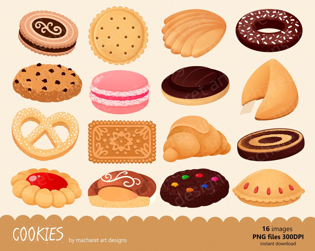 Cute Cookies Collection Clipart Instant Download, Personal Use ...