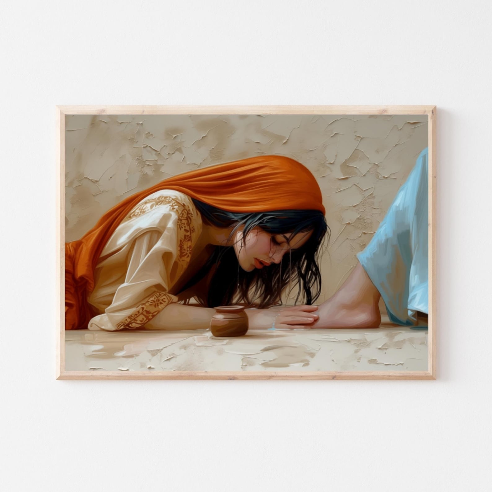 Washing Jesus Feet and Alabaster Jar Jesus Art: Bible Verse Scripture ...