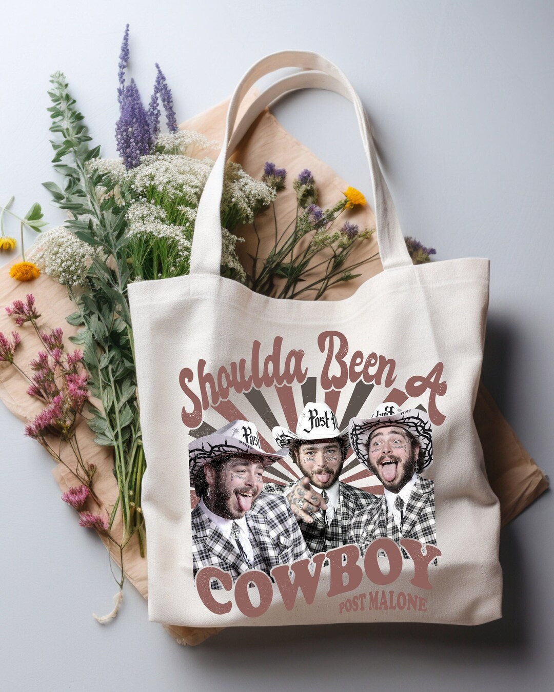 Country and Western Tote Bag, Vintage Cowboy Tote, Pop Culture Tote Bag ...