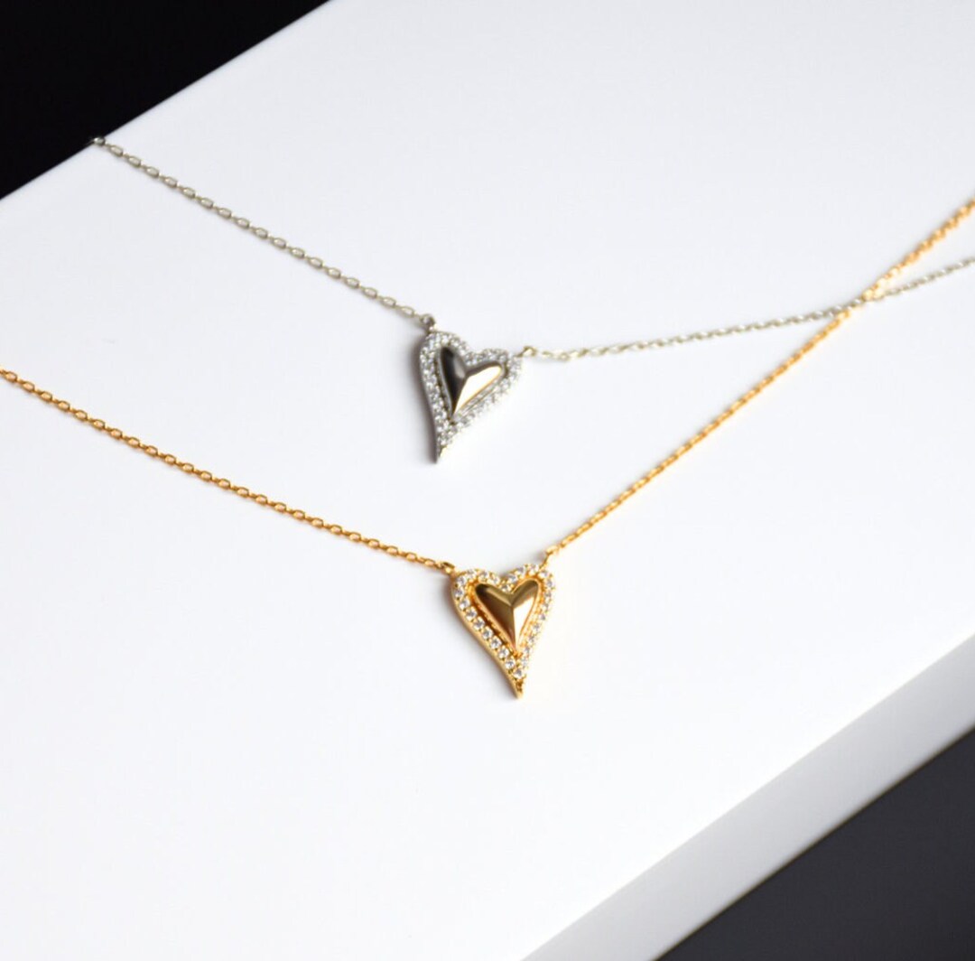 Valentine's Day Necklace, Dainty Heart Necklace, Delicate Necklace ...