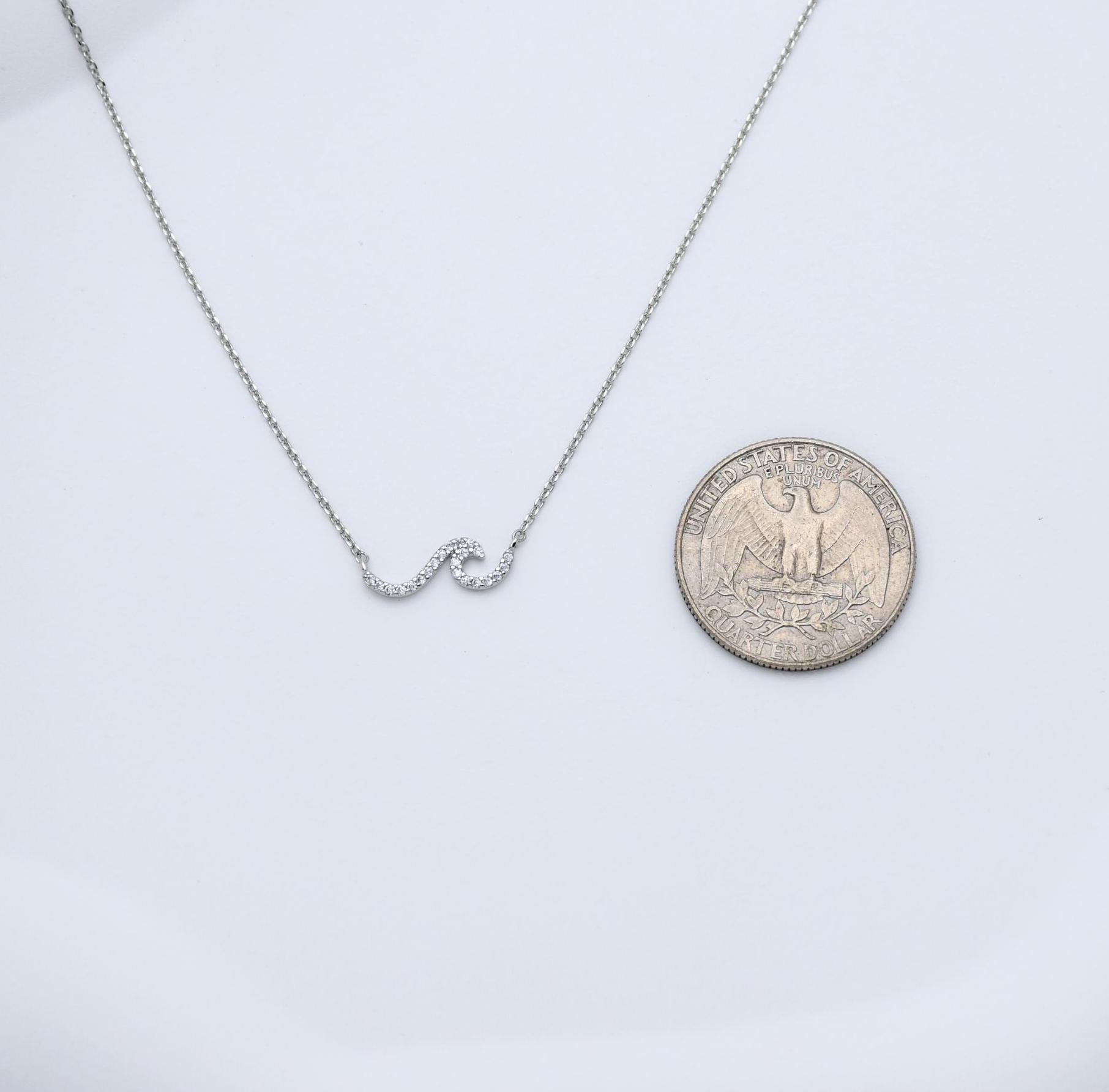 Dainty Wave Necklace • Minimalist Ocean Necklace • Surfing Necklace ...