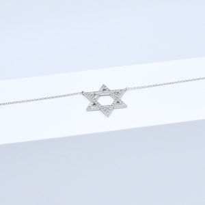 Star of David Necklace, Jewish Star Necklace, Cubic Zirconia Necklace ...