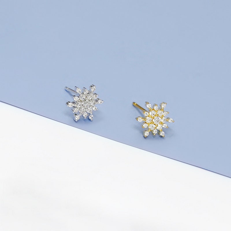 Snowflake Stud Earrings - Etsy