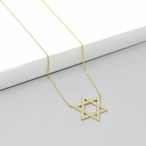 Star of David Necklace, Jewish Star Necklace, Cubic Zirconia Necklace ...
