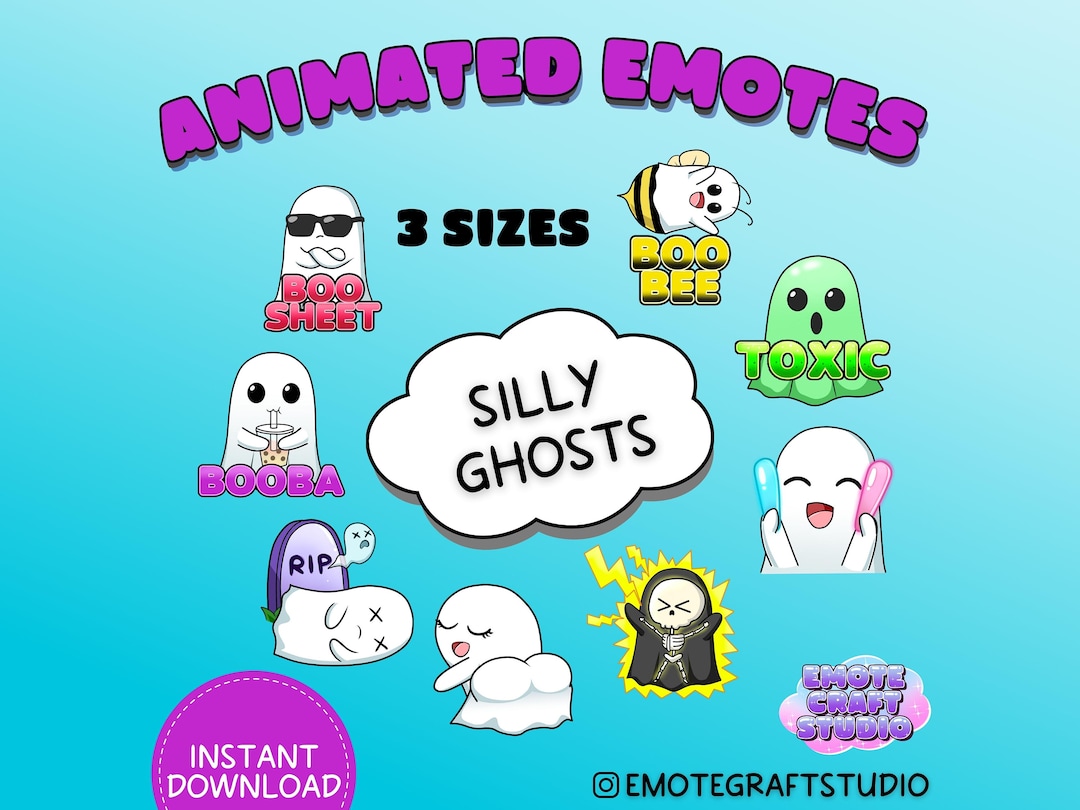 Silly Ghost Animated Emotes Bundle for Twitch Discord Youtube, Spooky ...