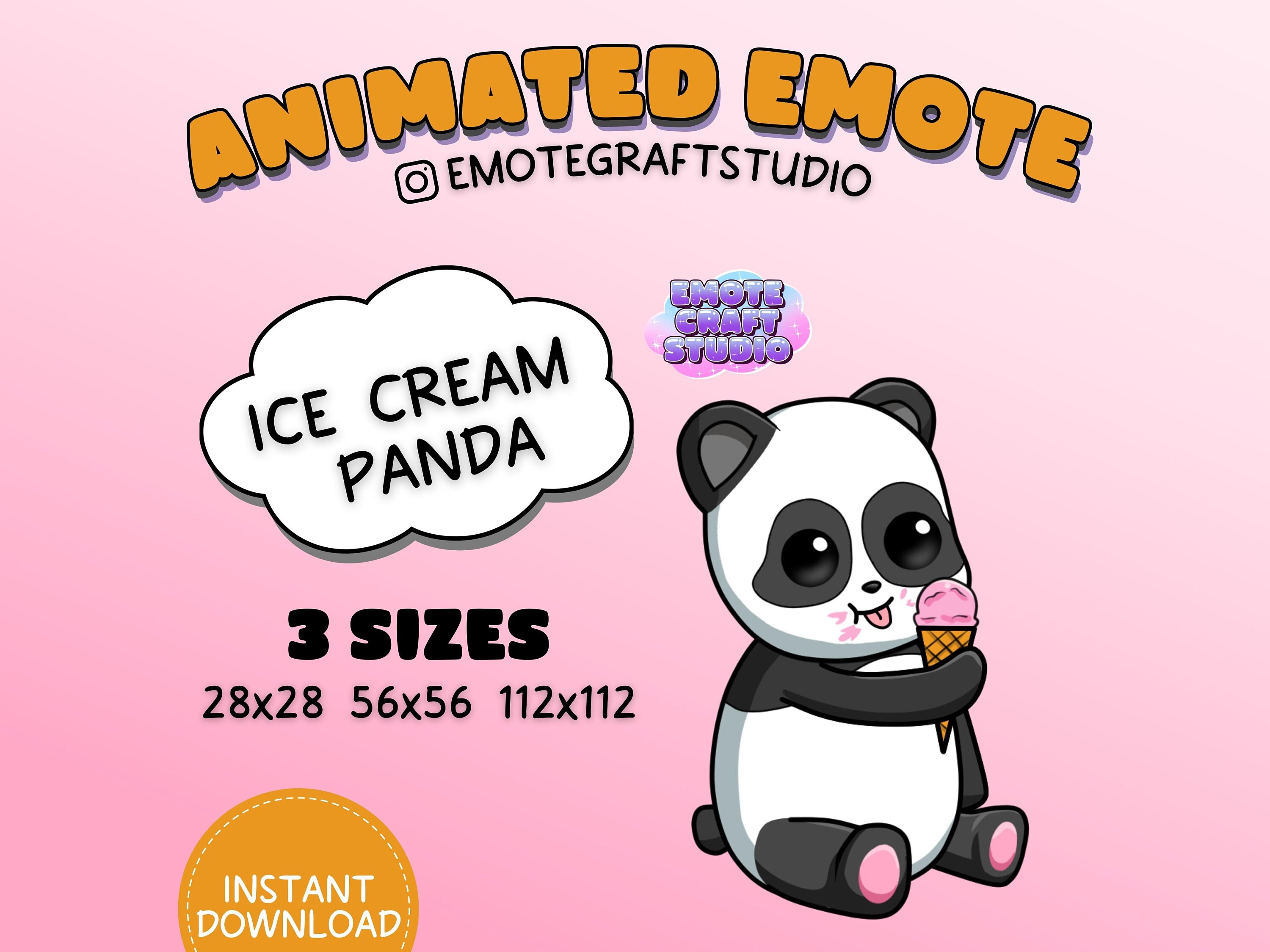 Cute Panda Twitch Emote, Animated Ice Cream Panda Emote for Twitch ...