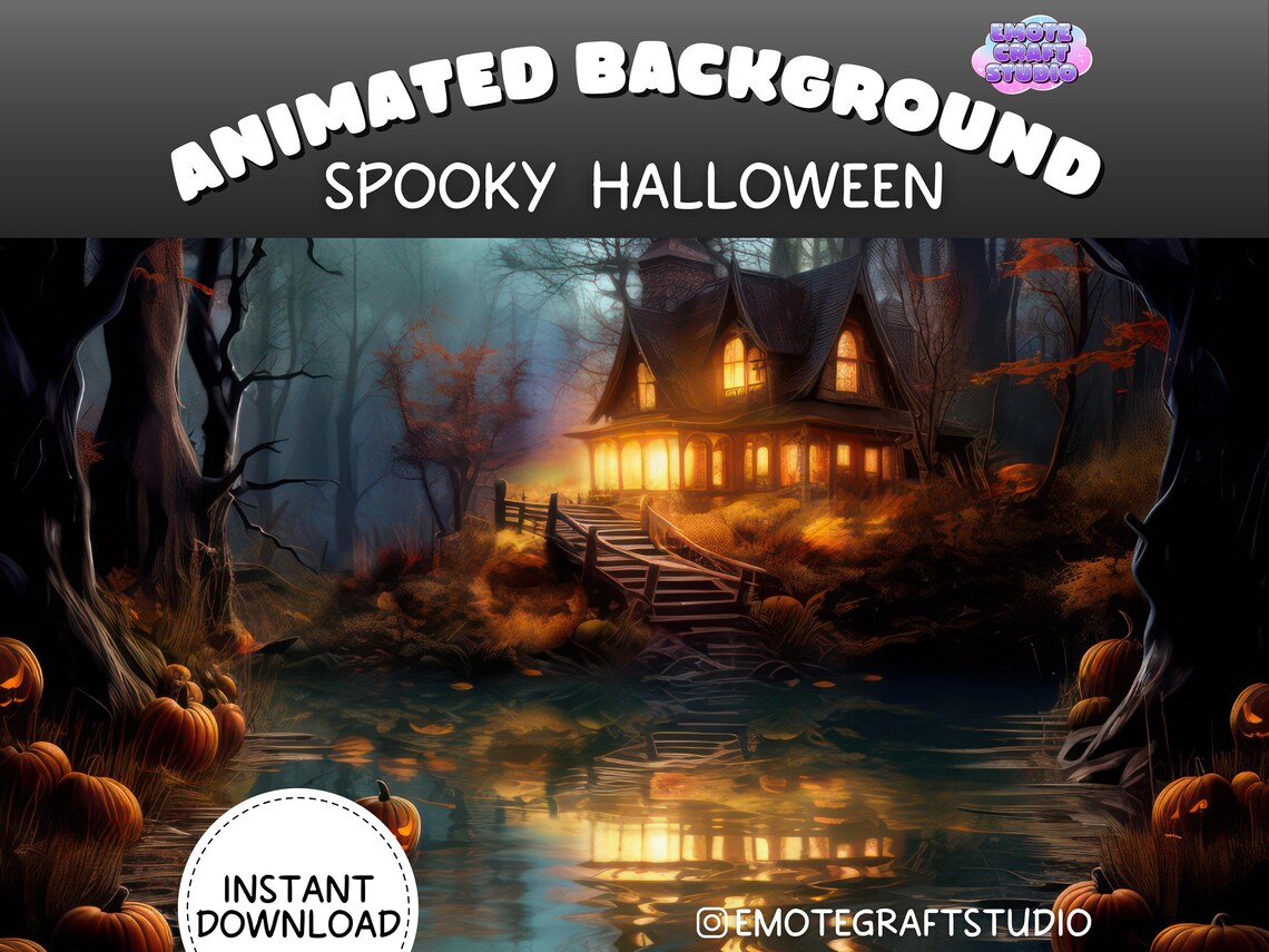 Vtuber Animated Background, Spooky Halloween Twitch Stream Overlay ...