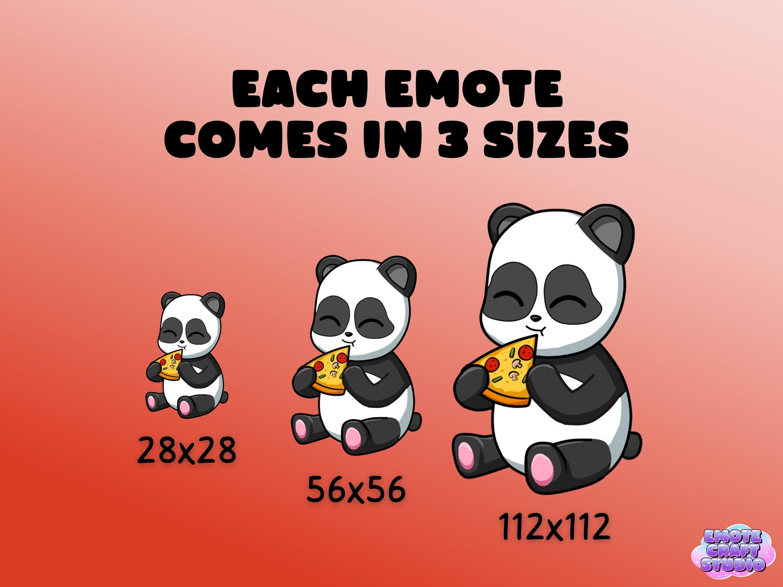 Cute Panda Twitch Emote, Animated Pizza Panda Emote for Twitch Discord ...