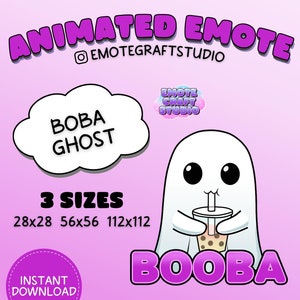 Cute Boba Ghost Emote, Animated Twitch Emotes, Cute Halloween Emote ...