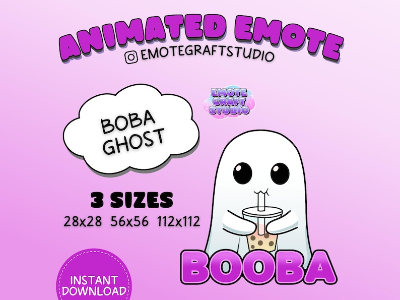 Cute Boba Ghost Emote, Animated Twitch Emotes, Cute Halloween Emote ...