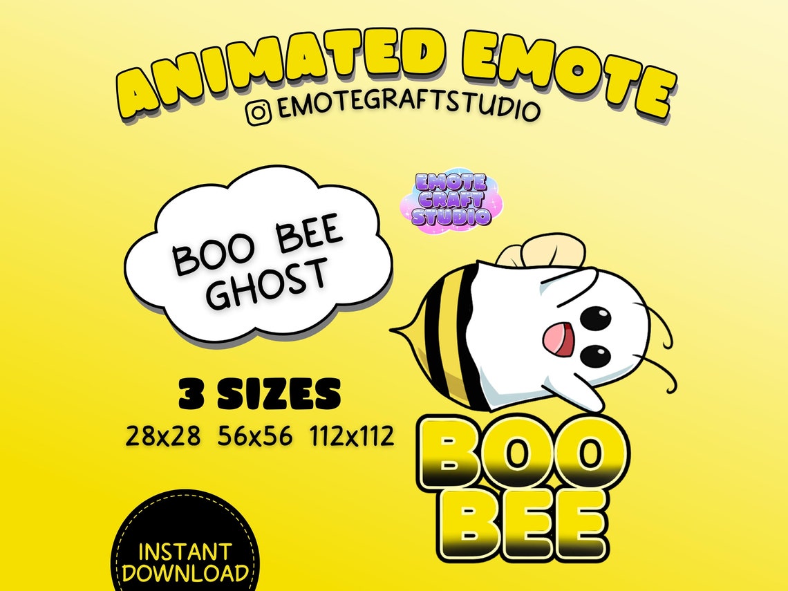 Boo Bee Ghost Animated Emote for Twitch, Cute Halloween Emote for ...