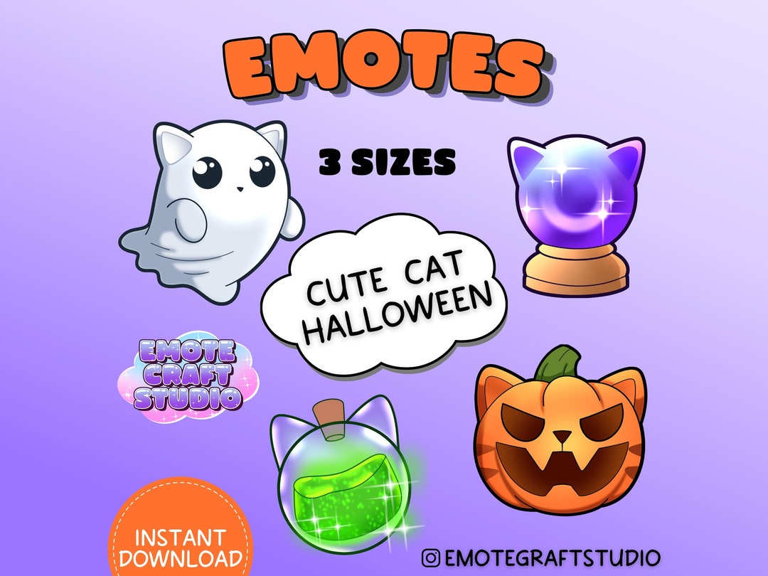 Halloween Cat Themed Emotes Bundle Pack of 4 for Twitch Youtube Discord ...