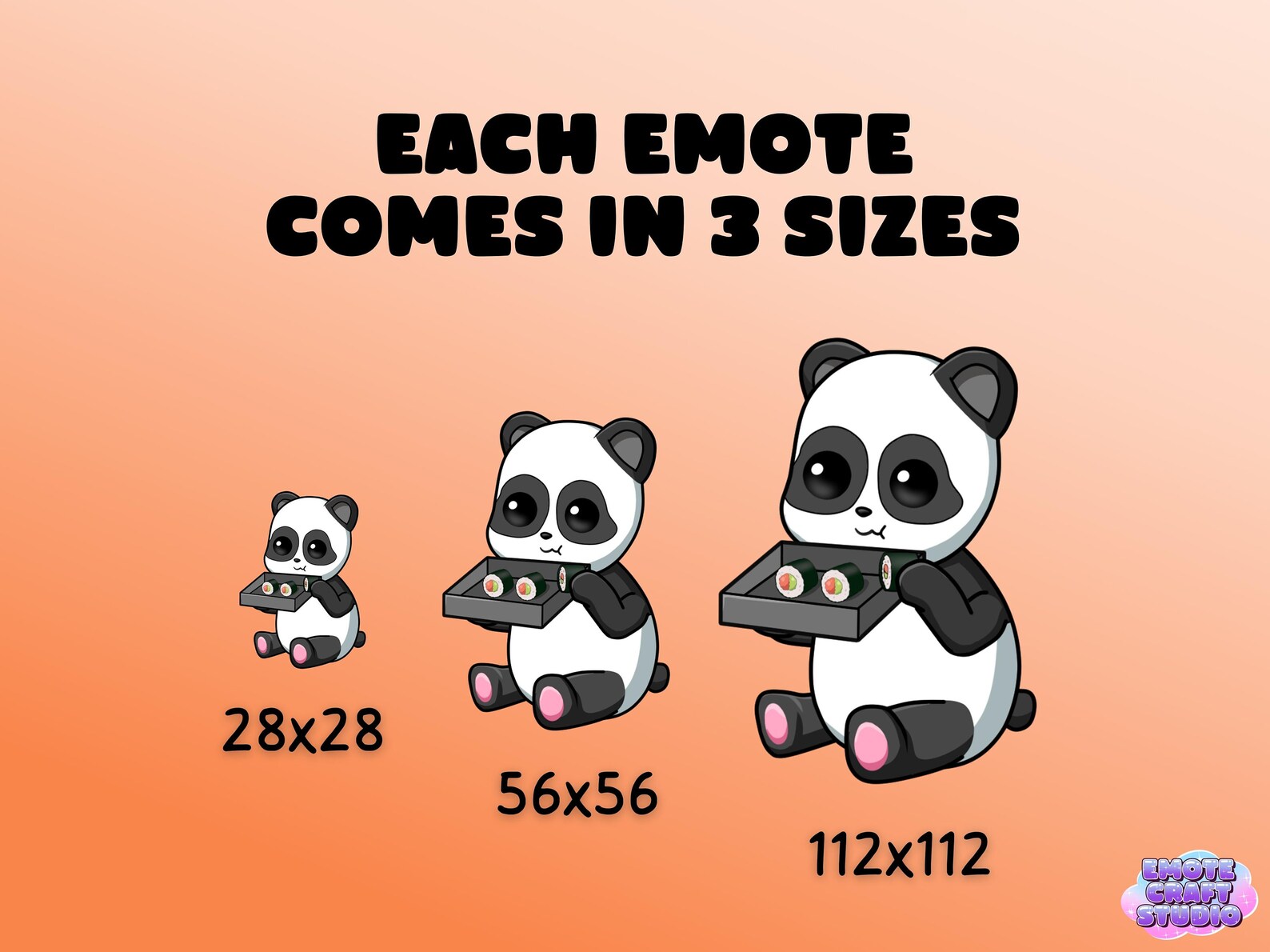 Cute Panda Twitch Emote, Animated Sushi Panda Emote for Twitch Discord ...