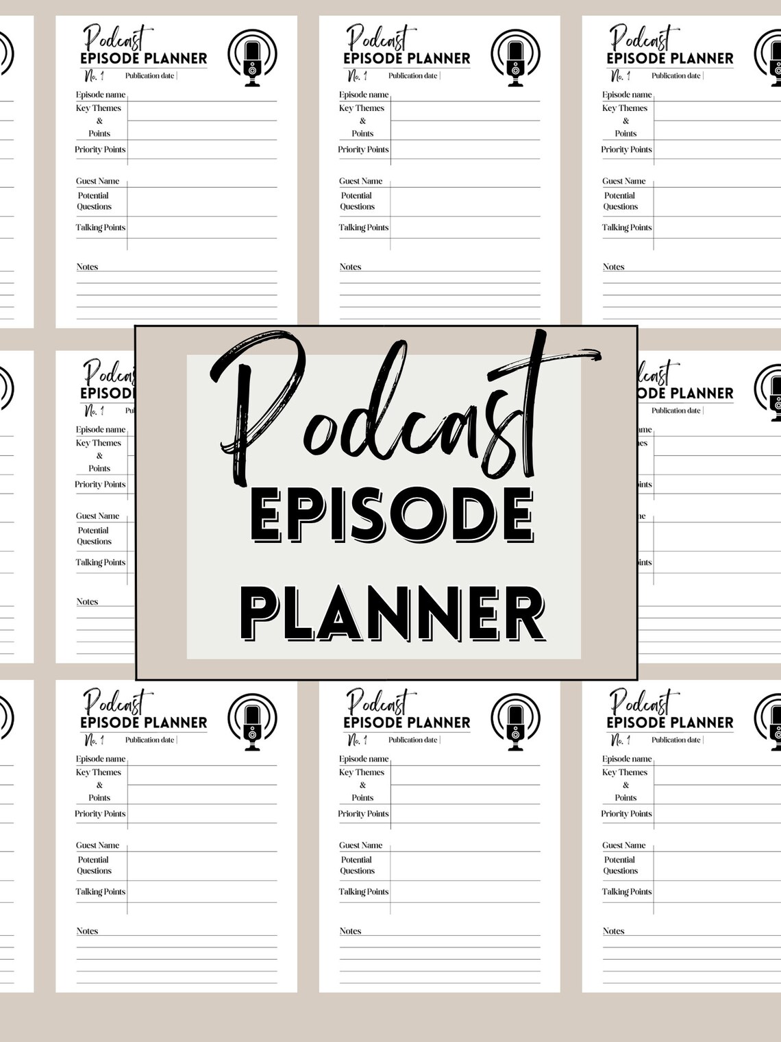Podcast Episode Planner, Podcast Canva Template, Printable Podcast ...