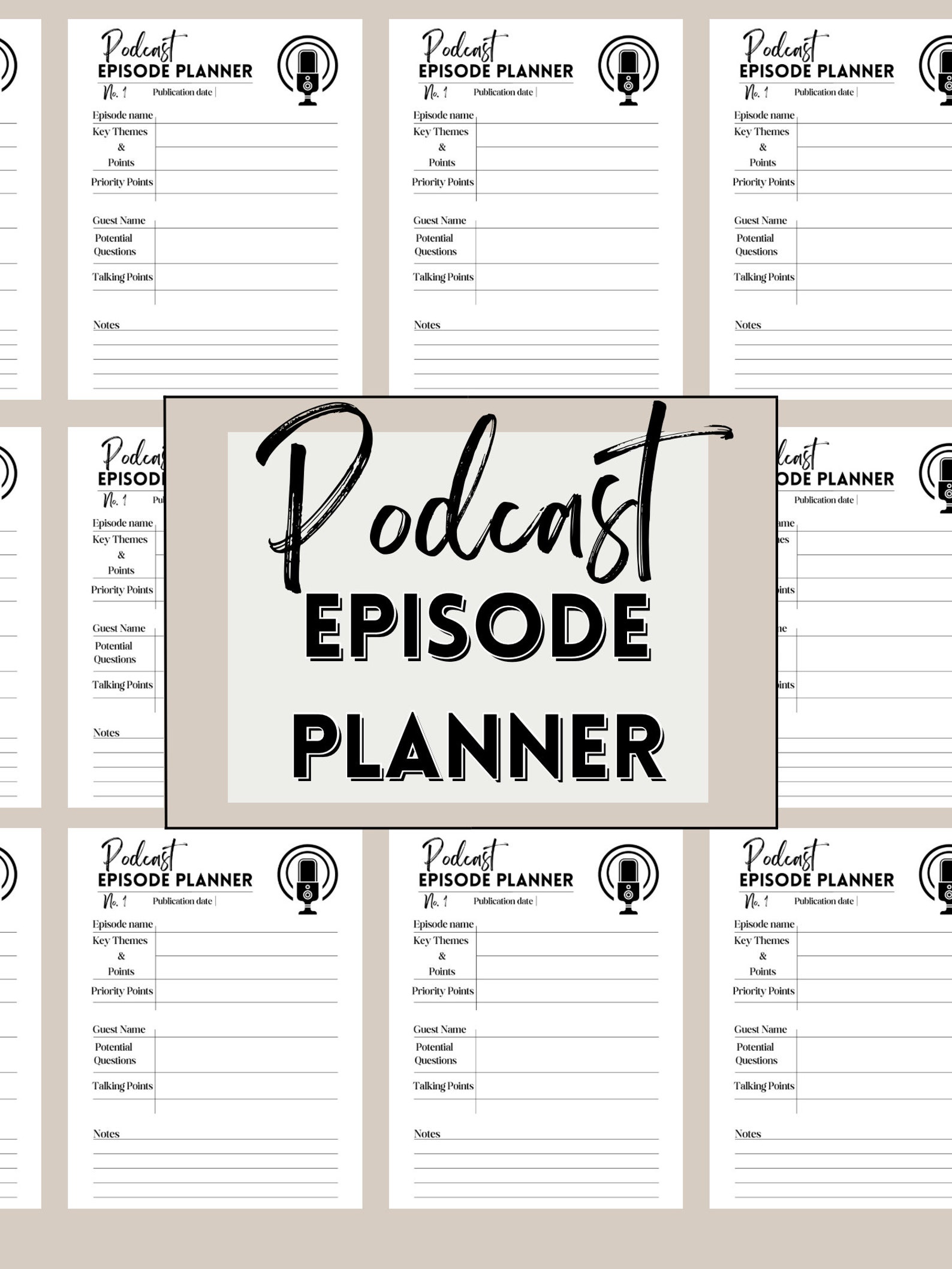 Podcast Episode Planner, Podcast Canva Template, Printable Podcast ...
