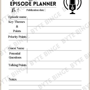 Podcast Episode Planner, Podcast Canva Template, Printable Podcast ...