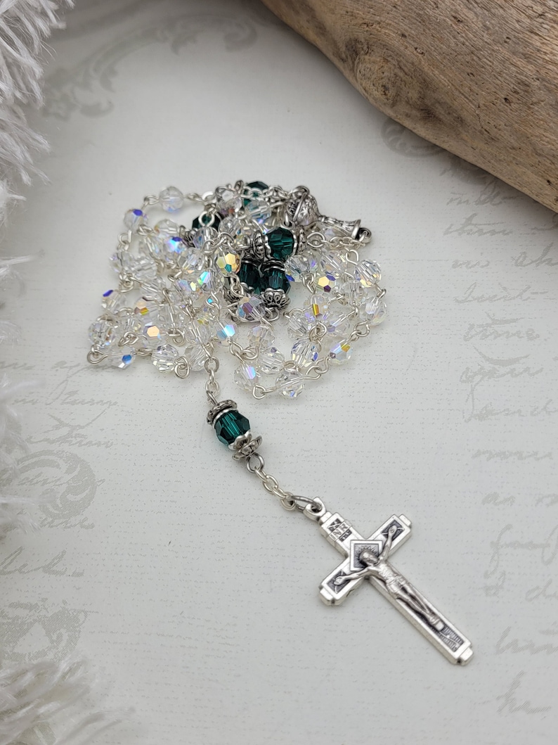 Crystal Aurora Borealis First Communion Rosary, Catholic Rosary for ...