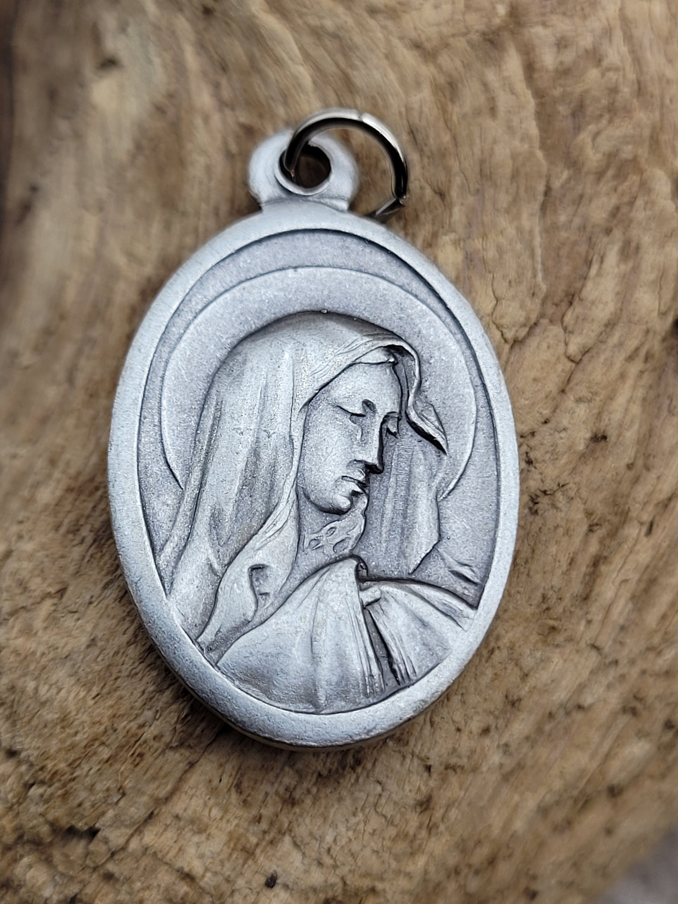 Virgin Mary Charm, Our Lady of Sorrows, Silver - Etsy