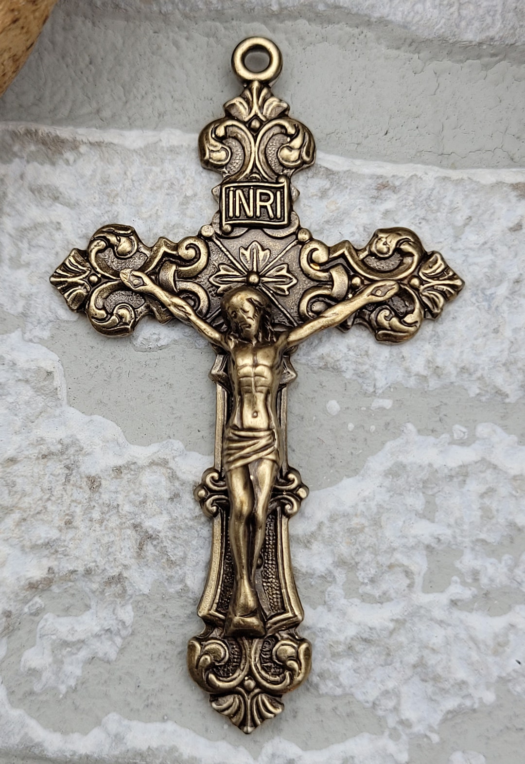 Gold Crucifix, Large Gold Rosary Crucifix, Catholic Rosary - Etsy