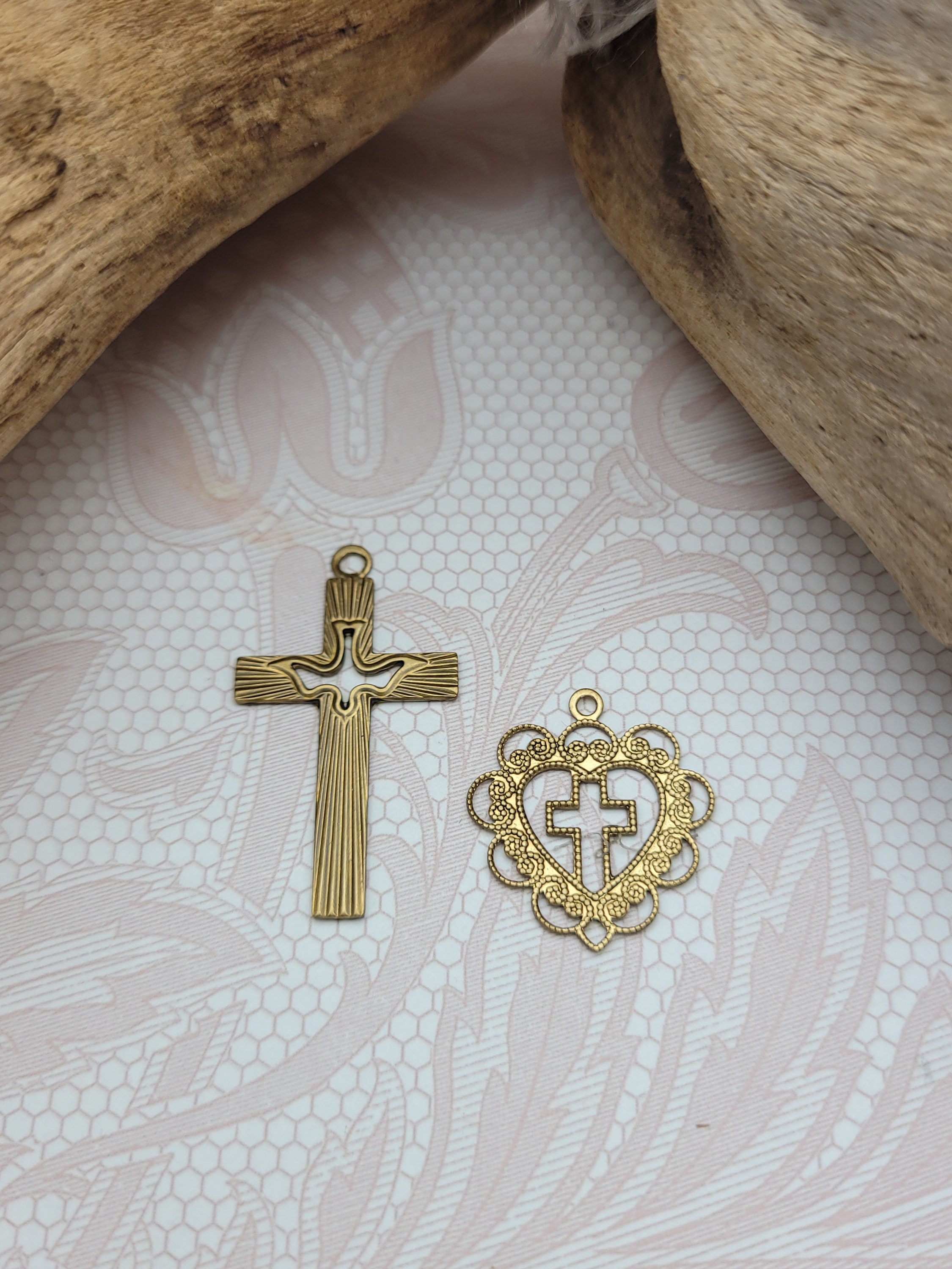 Holy Spirit Dove Cross and Center, Gold Tone - Etsy