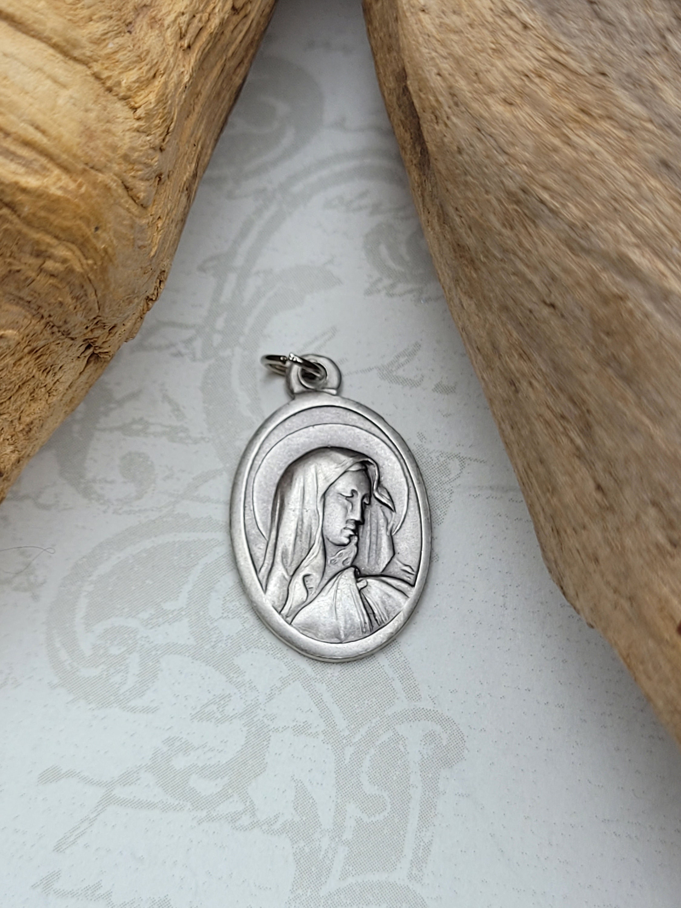 Virgin Mary Charm, Our Lady of Sorrows, Silver - Etsy