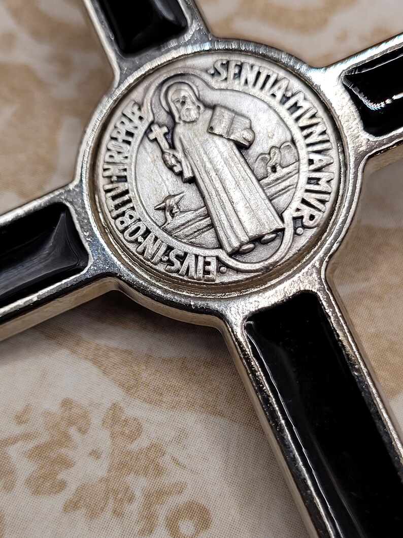 Black and Silver Crucifix, Metal Rosary Crucifix, Pewter and Epoxy - Etsy