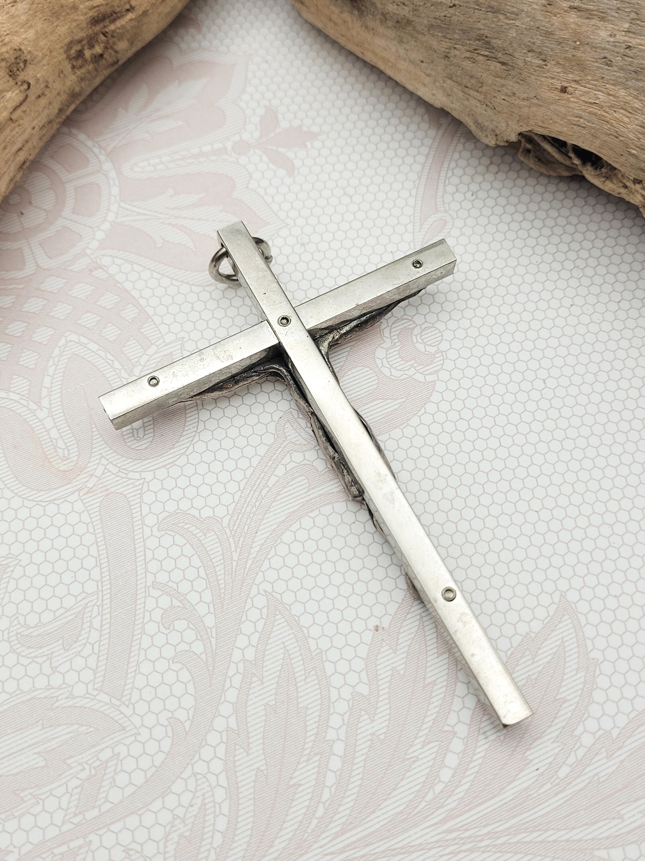 Extra Large Silver Crucifix Pendant, Metal Rosary Crucifix, Priest ...