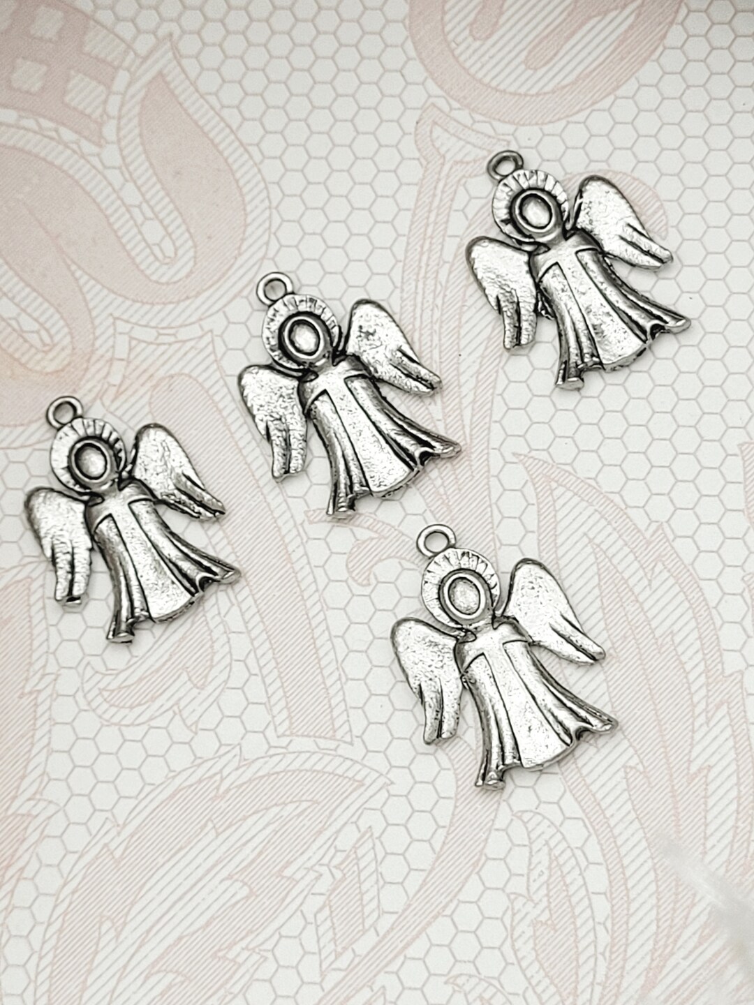 Silver Angel Charms, Angels With Cross, Small Bracelet Charms, Set of 4 ...