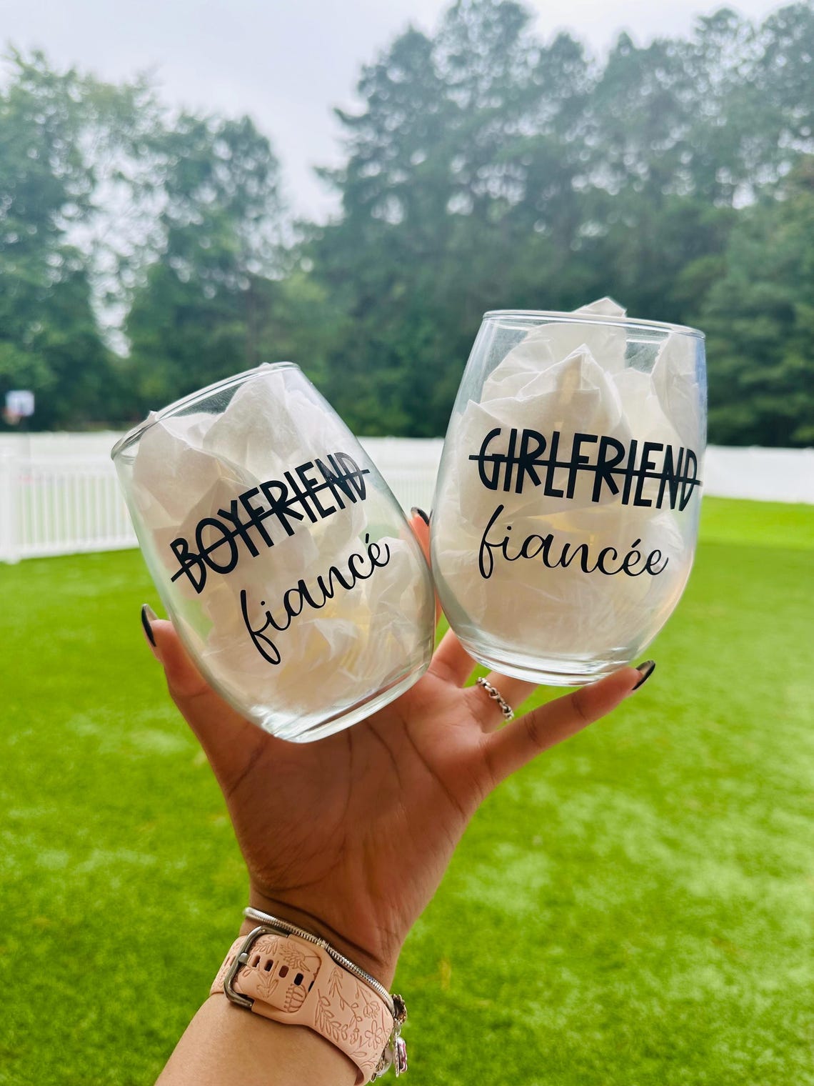 Engaged Couple Wine Glasses - Etsy