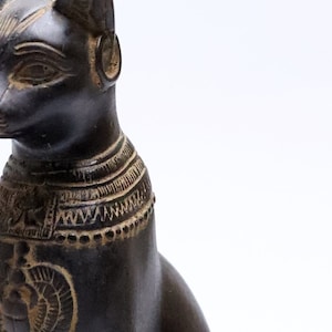 Handmade Bastet Goddess Statue – Egyptian Cat Sculpture – Basalt Stone ...