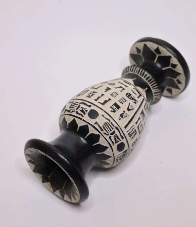 Egyptian Vase Pharaonic Sculpture Basalt Stone Egypt Hieroglyphic ...